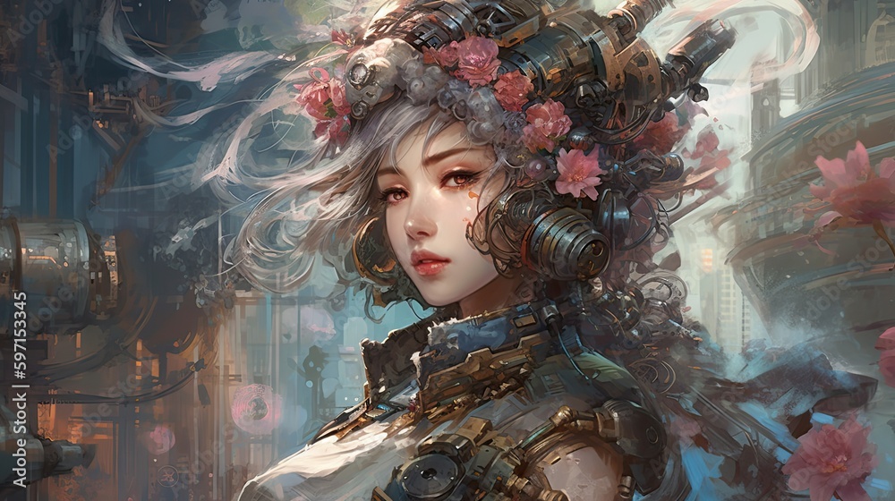 Title: Illustration of a Fantasy woman and abstract art, AI Generated ...