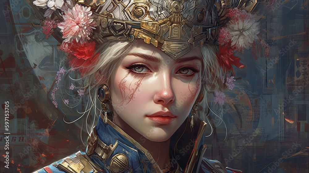 Title: Illustration of a Fantasy woman and abstract art, AI Generated ...