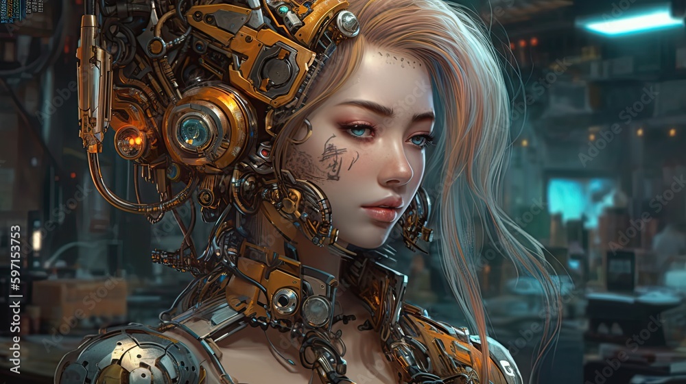 Title: Illustration of a Fantasy woman and abstract art, AI Generated Stock Illustration | Adobe ...