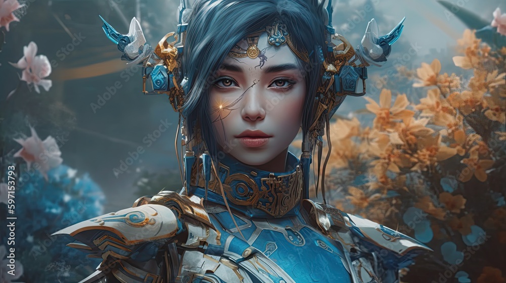 Title: Illustration of a Fantasy woman and abstract art, AI Generated ...