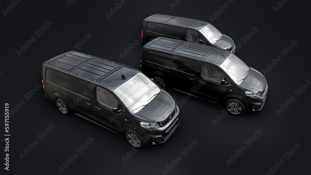 Paris, France. February 1, 2023. Peugeot Bipper. Three black cars on a ...