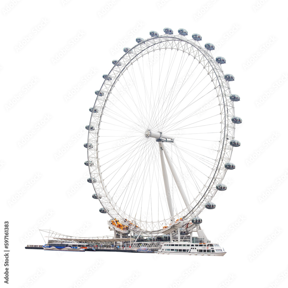Cutout of an isolated Eye of London or Millennium Wheel with the ...
