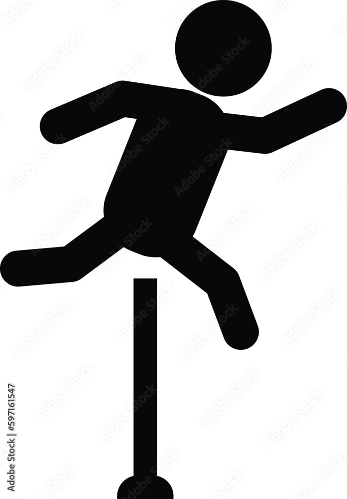 Hurdler icon on white background. Man figure jumping over obstacles ...
