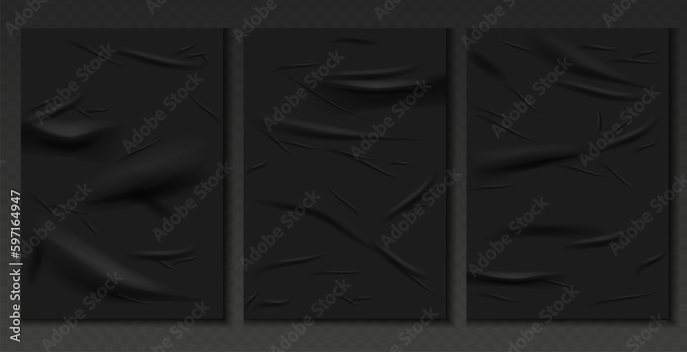 Vetor de Realistic set of black glued wall posters. Glued posters, old ...