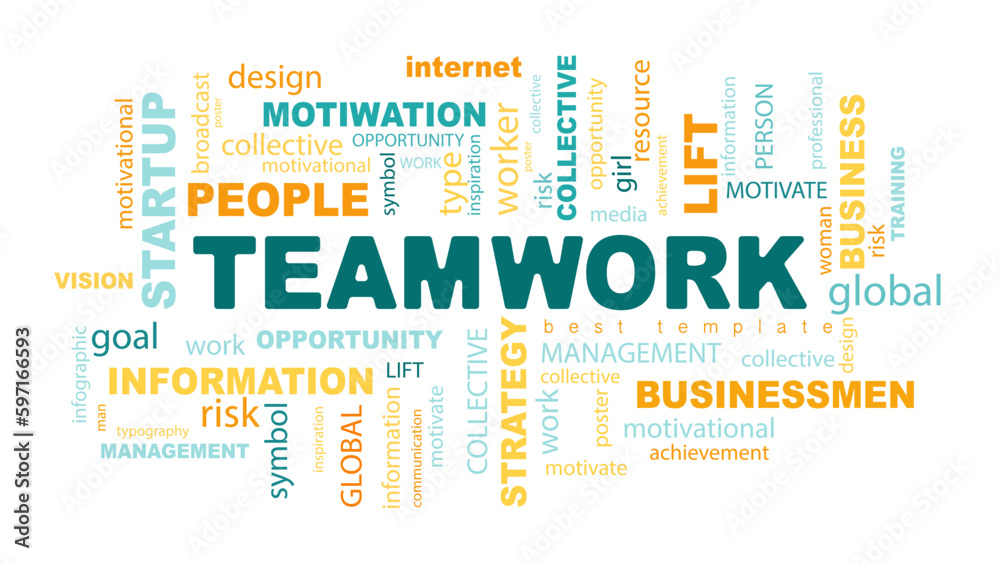 Teamwork concept poster design for office or workspace. Banner with ...