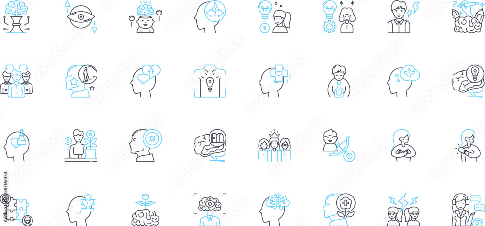 Emotional Support linear icons set. Empathy, Compassion, Understanding ...