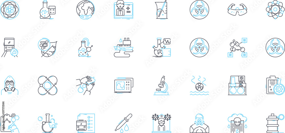 Technology innovation linear icons set. Disruption, Advancement ...