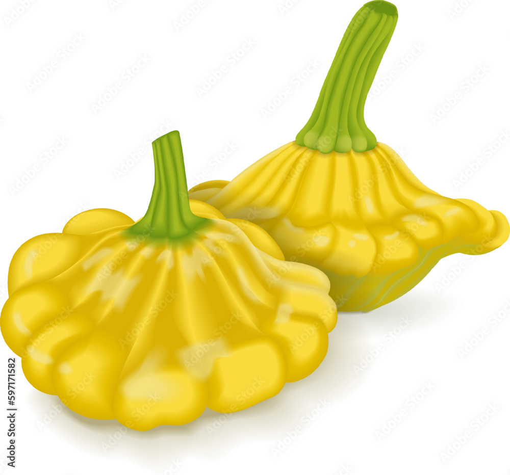 Group of Yellow Patty Pan squash or Scallop or Scallopini squash ...