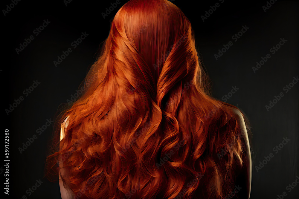 Beautiful long shiny red hair texture closeup. Redhead Generative AI ...