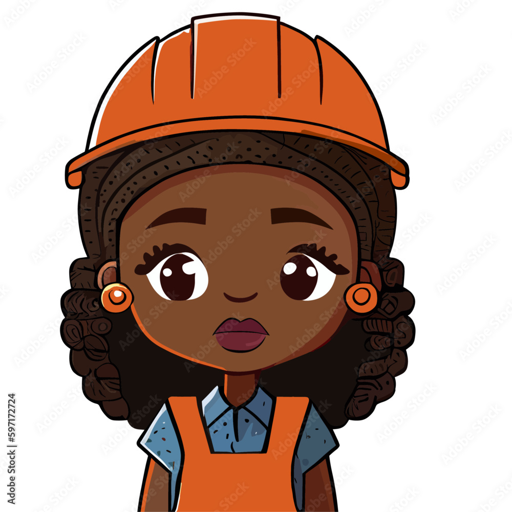 woman construction worker wearing a helmet vector drawing Stock Vector ...