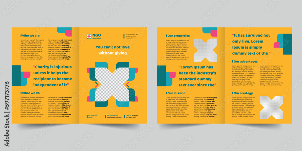 NGO bifold brochure template. A clean, modern, and high-quality design ...