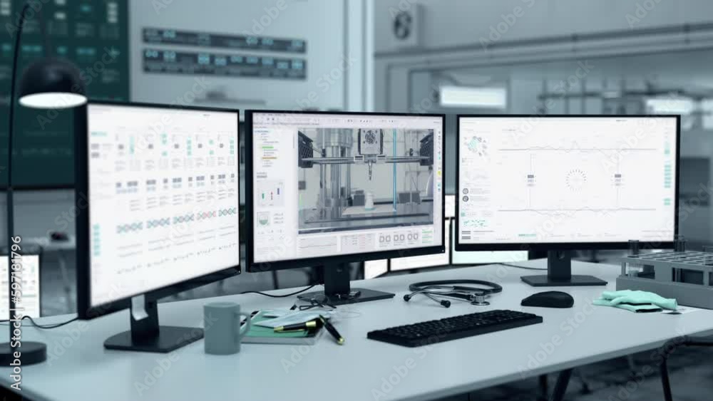 Video Stock Futuristic tech development program displays the 3D project ...