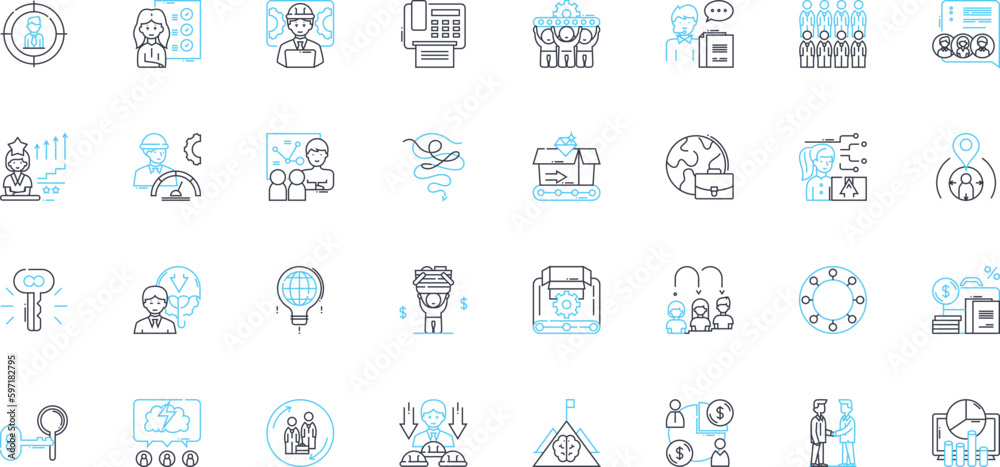 Risk assessment linear icons set. Probability, Security, Hazard ...