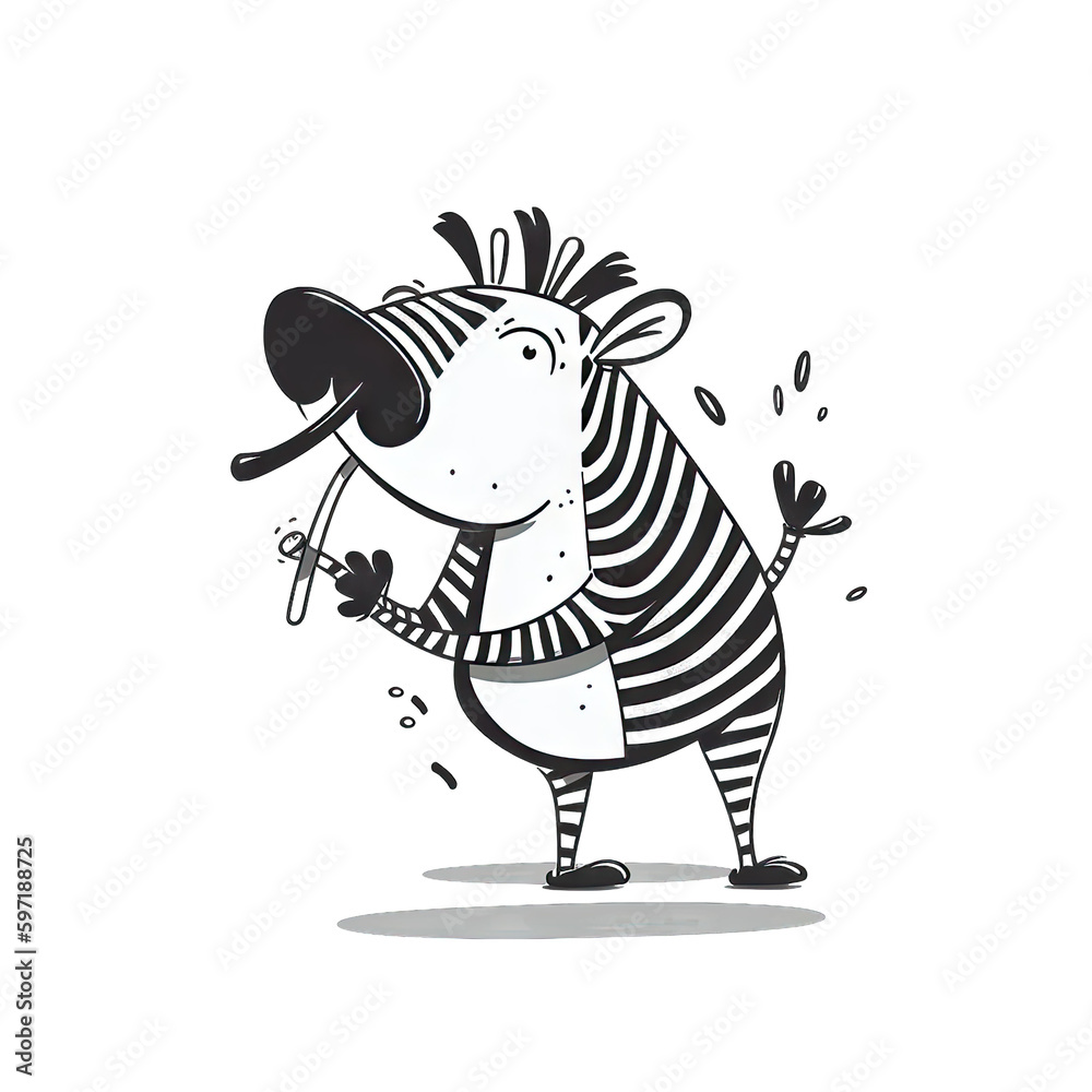 Zebra character playing harmonica - Cartoon Illustration 1 Stock ...