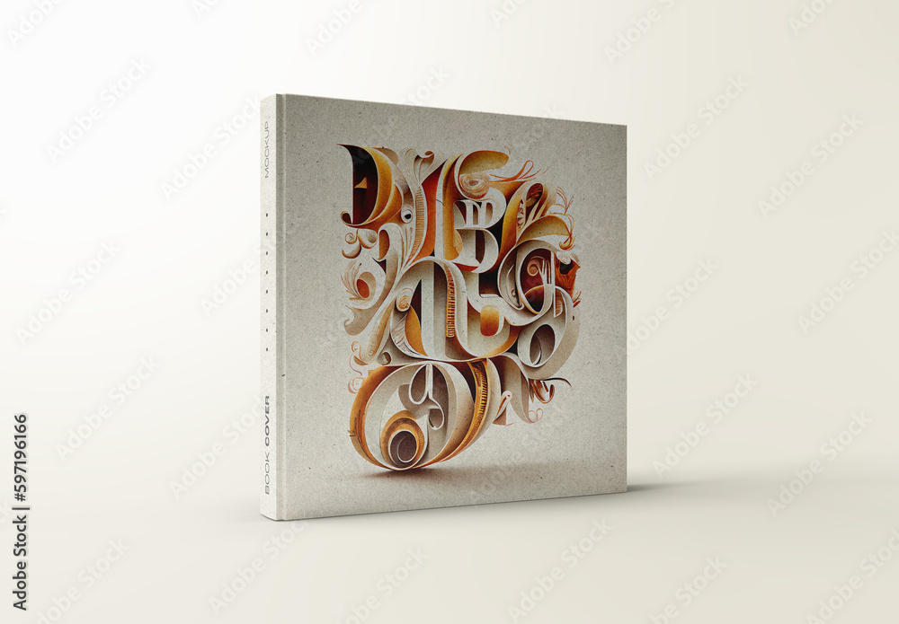 Square Book Mockup Design with Editable Background Stock Template ...