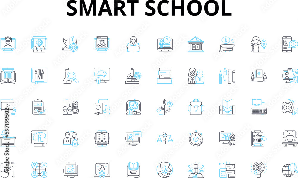 Smart school linear icons set. Innovation, Technology, Efficiency ...