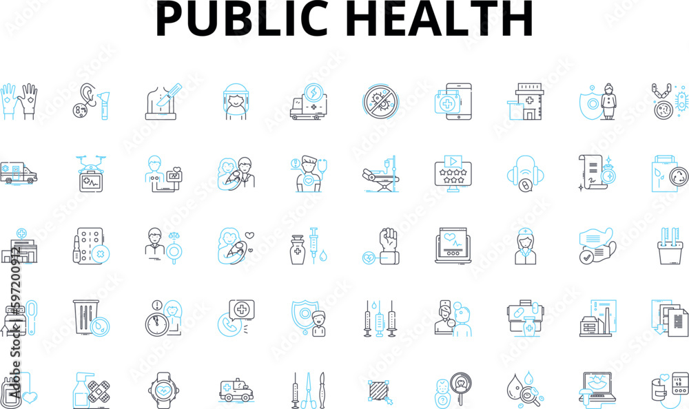 Vetor de Public health linear icons set. Epidemiology, Outbreaks ...