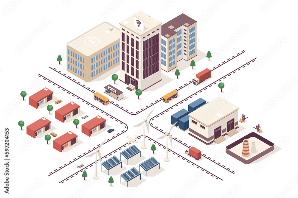 Smart city concept 3d isometric web infographic workflow process ...