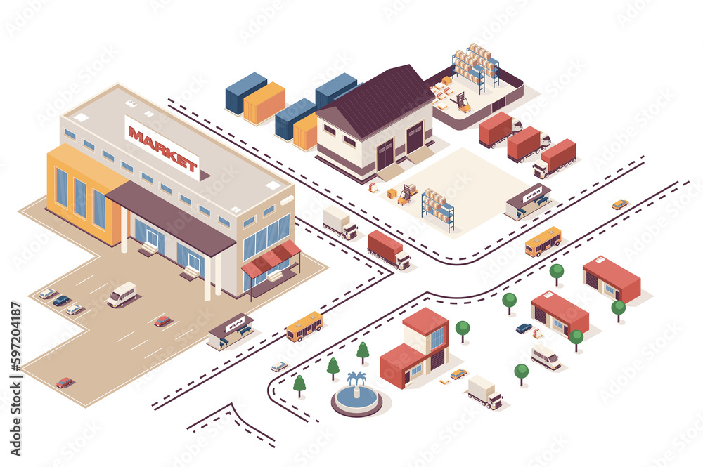 Shopping concept 3d isometric web infographic workflow process ...