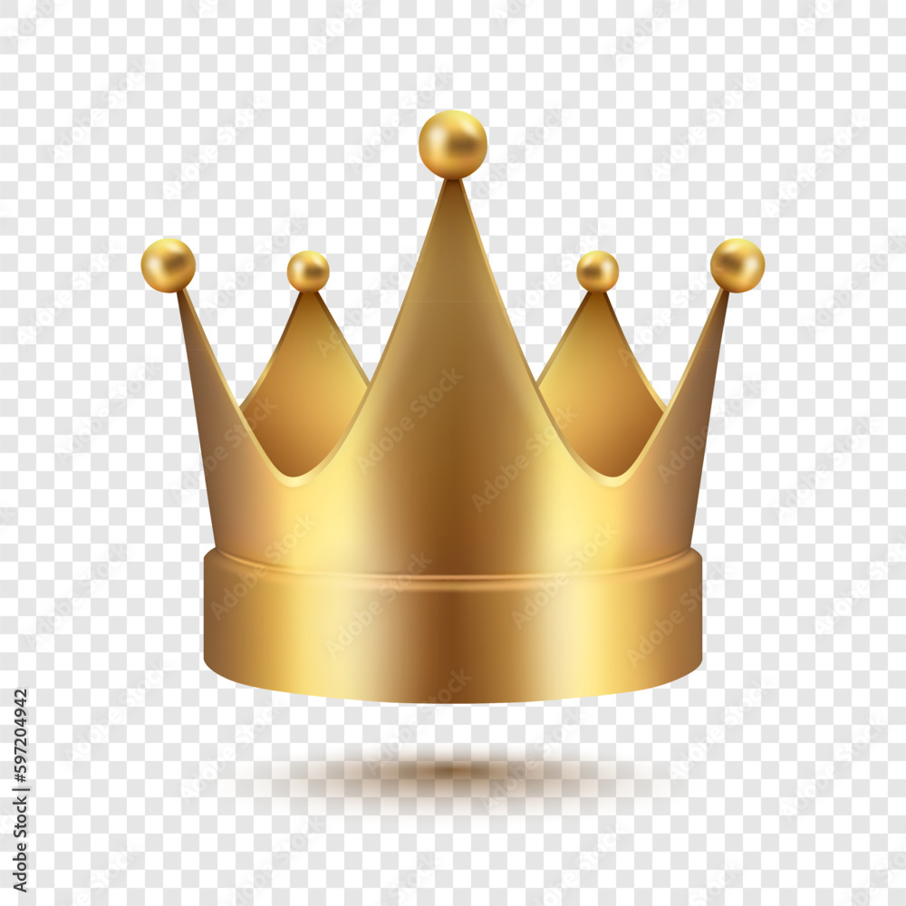 Vector 3d Realistic Golden Crown Icon Closeup Isolated. Yellow Metallic ...