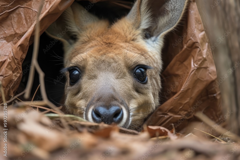 capturing the unique moment of a kangaroo joey peeking out of its ...