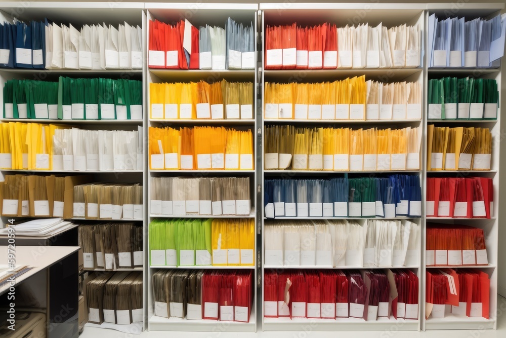 Poster a color-coded system for categorizing piles of documents and ...