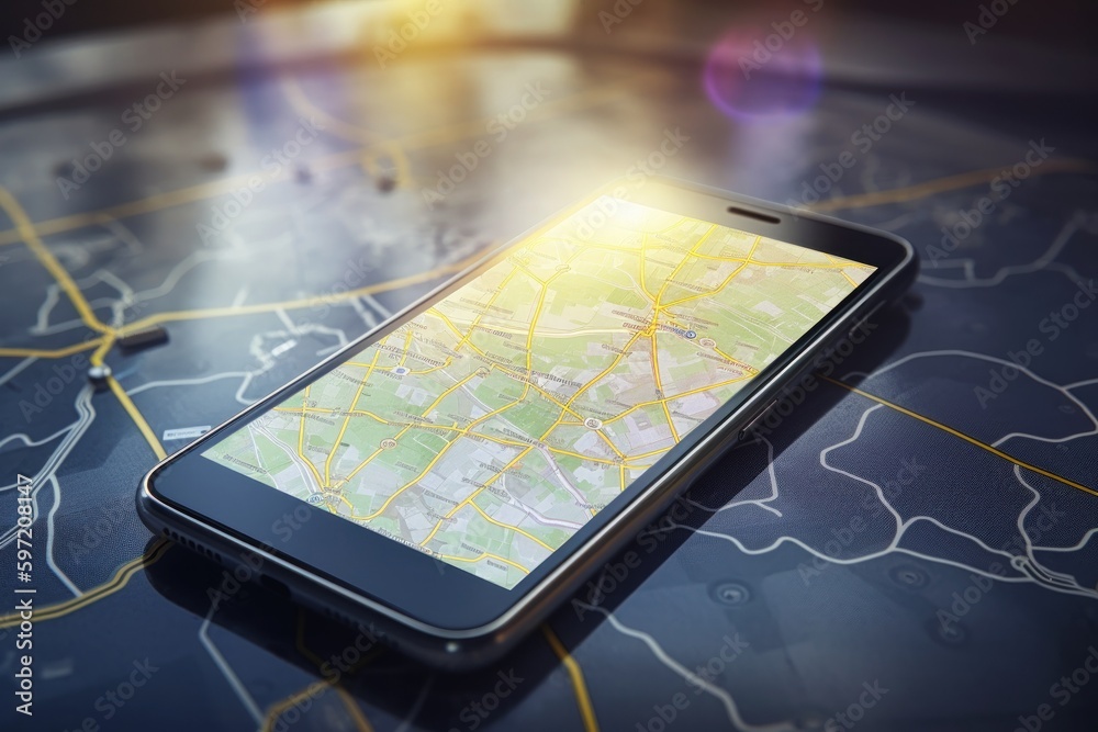 road map gps closeup cell phone professional vector paved roads stock ...