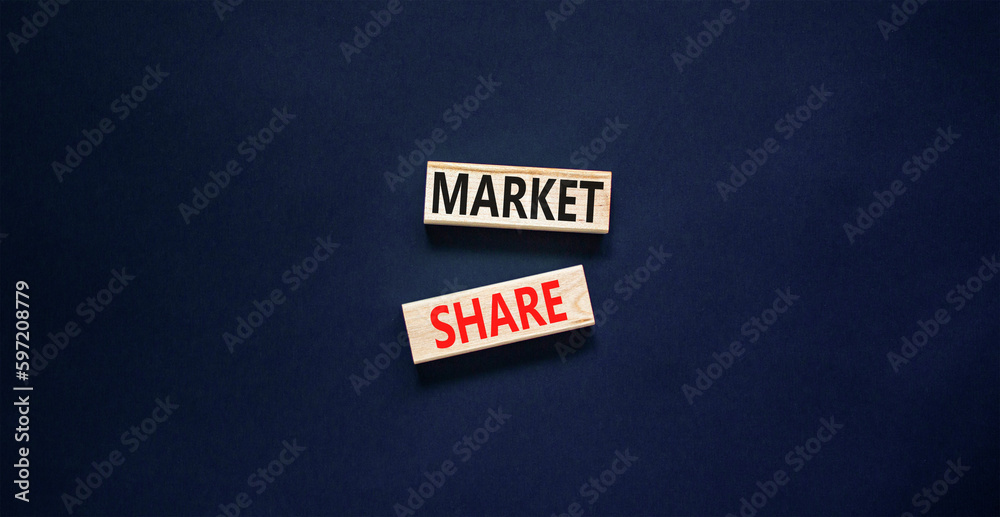 Market share symbol. Concept words Market share on beautiful wooden ...