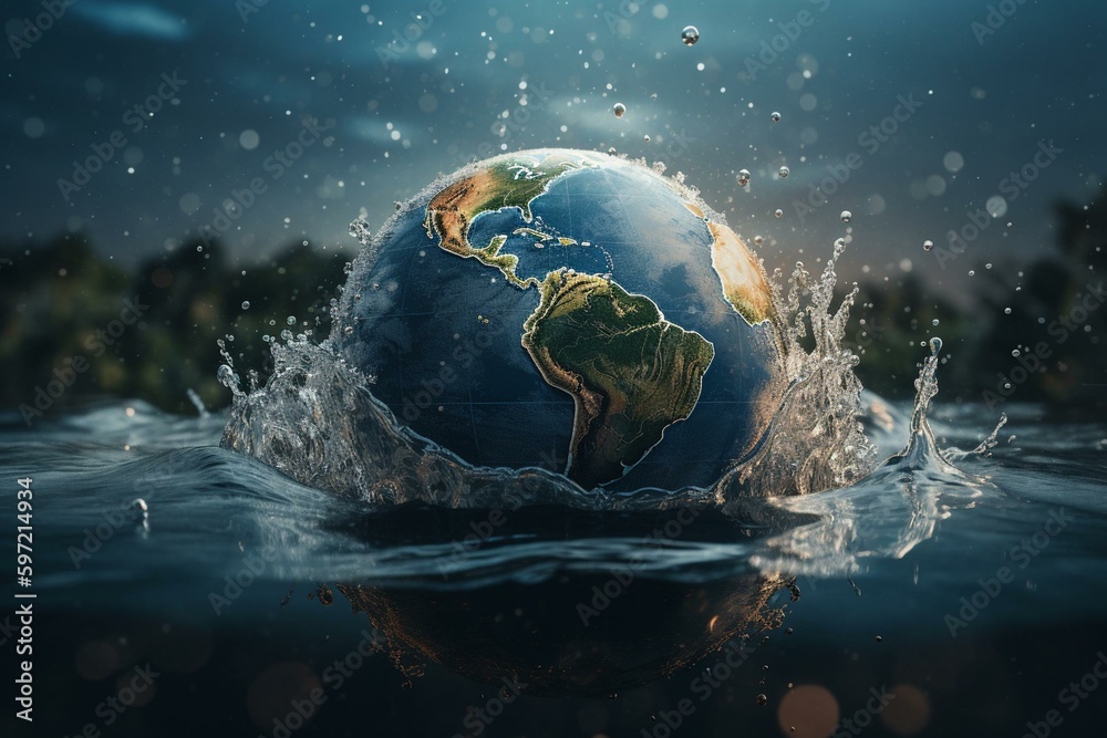 Illustration of a fantasy earth under running water highlighting ...
