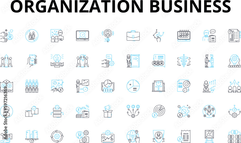 Organization business linear icons set. Efficiency, Streamlining ...