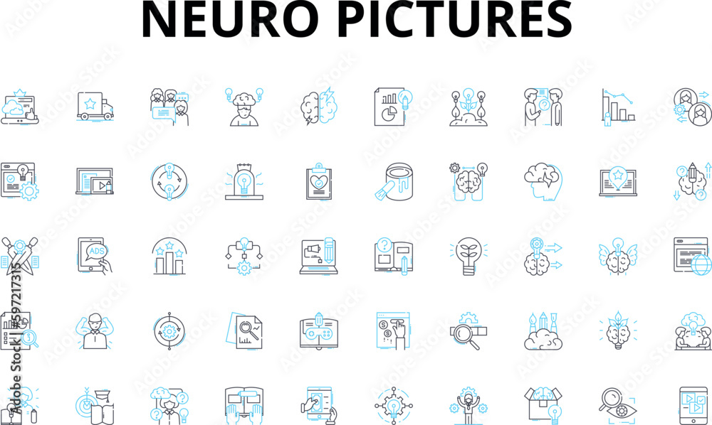 Neuro pictures linear icons set. Brainwaves, Neurons, Memories ...