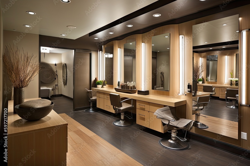 modern salon with sleek styling stations and bamboo tools for the ...