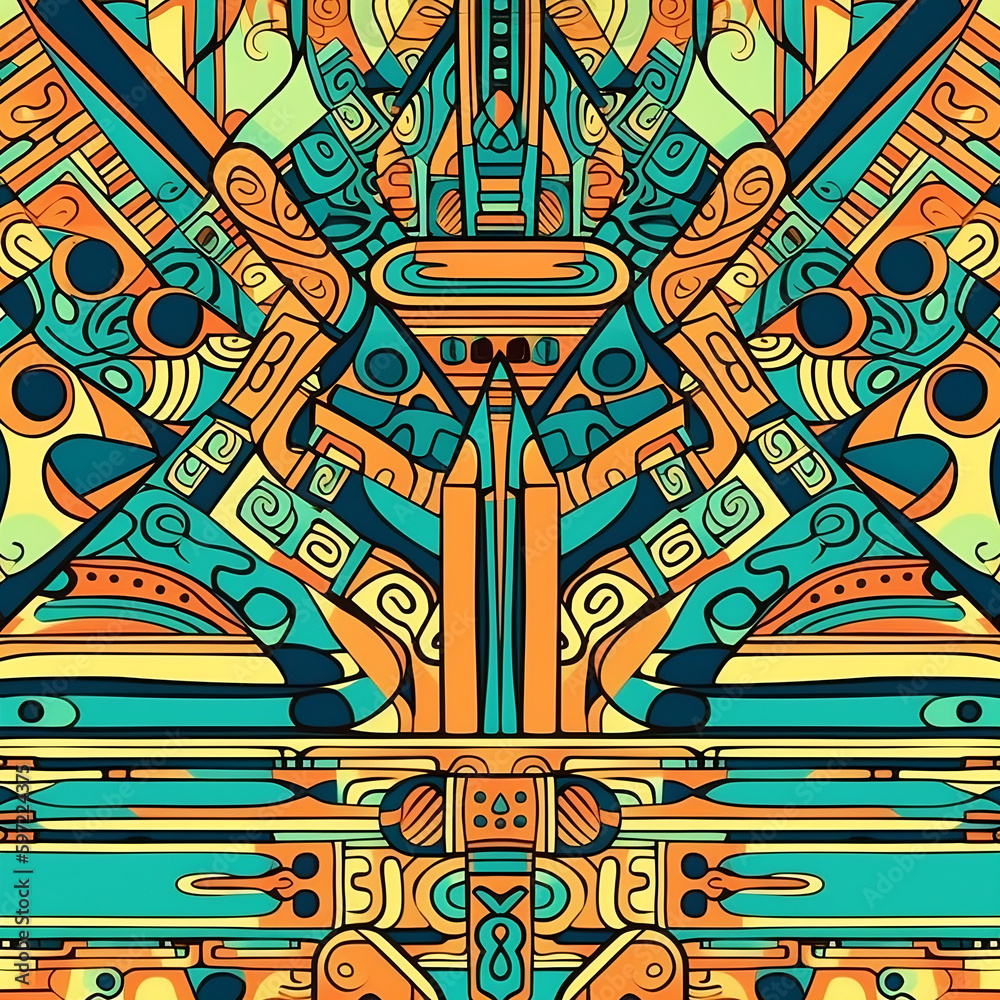 Pharaonic Pattern Intricate Art Deco Egyptian from the 80s . generative ...