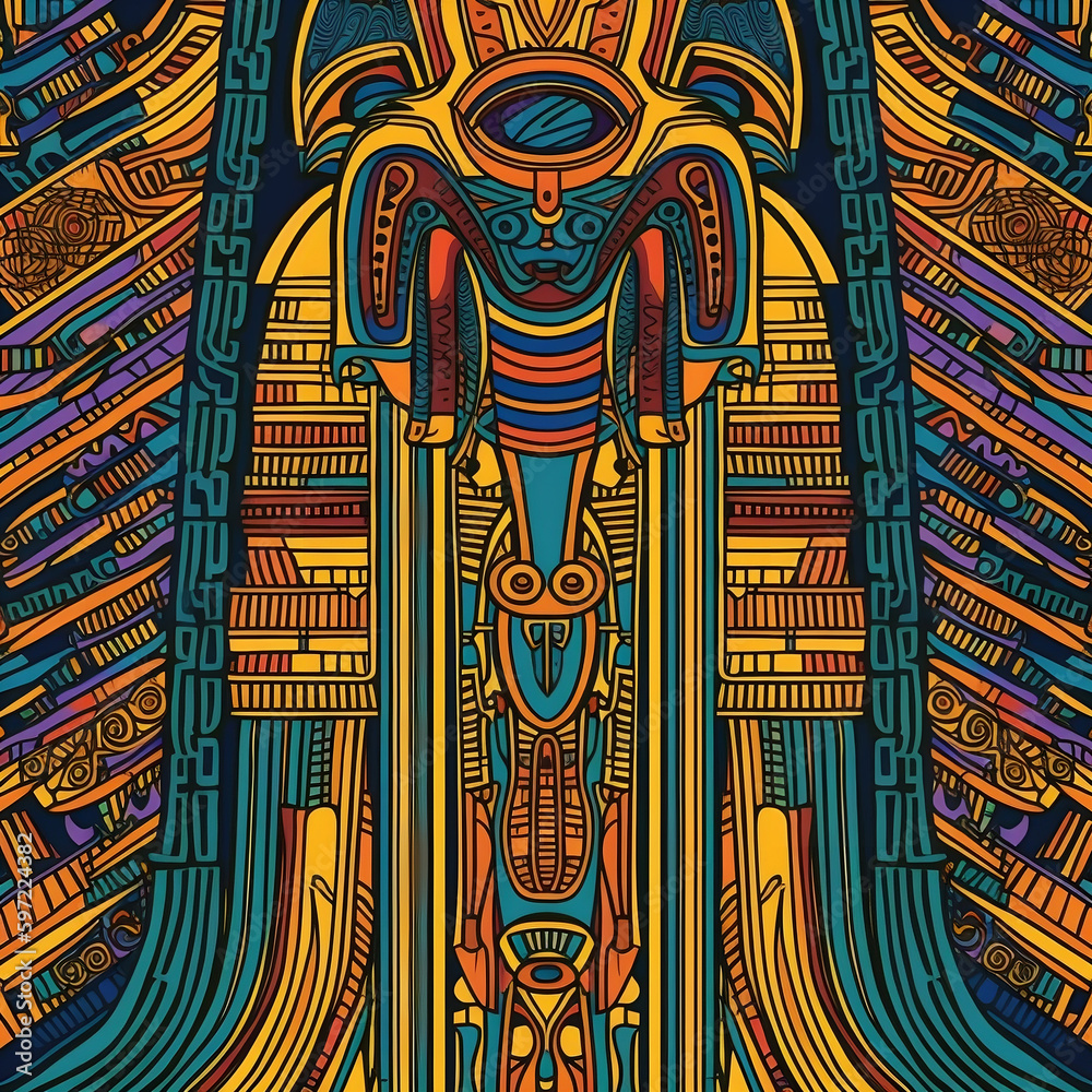 Pharaonic Pattern Intricate Art Deco Egyptian from the 80s . generative ...