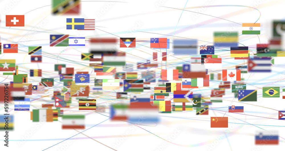 World map with all states and their flags,3d render - PNG transparent ...