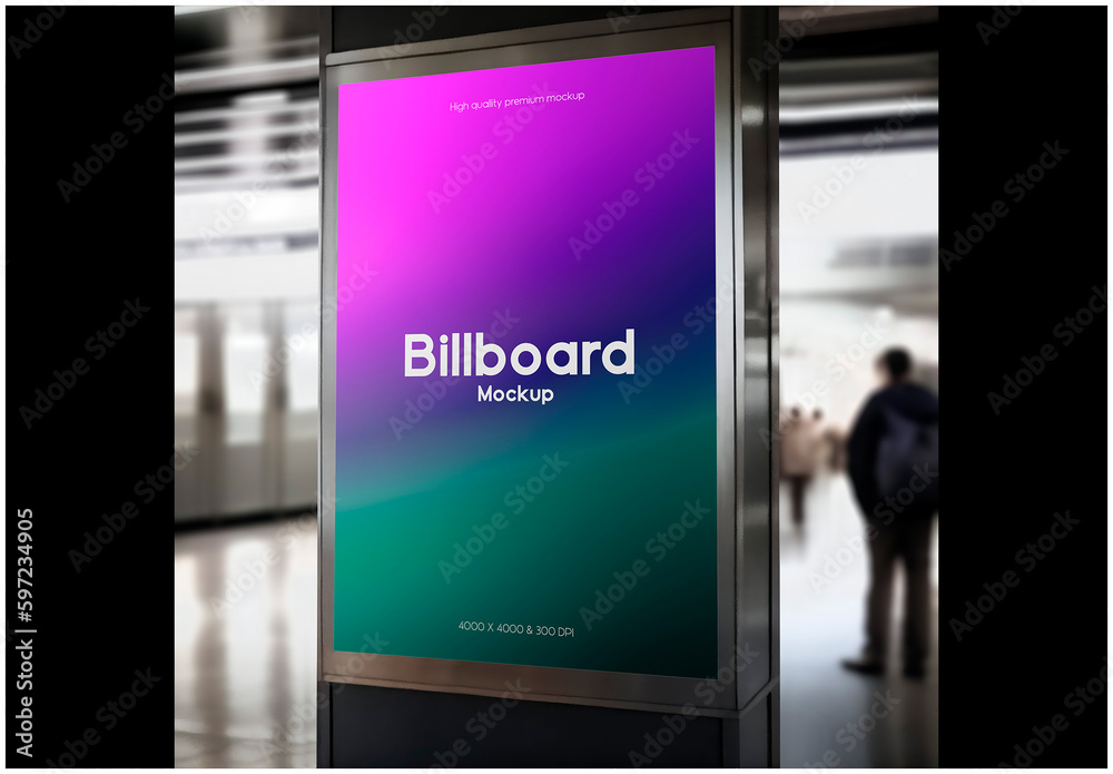 Train Station Billboard Mockup Stock Template | Adobe Stock Train Station Billboard Mockup Stock Template | Adobe Stock