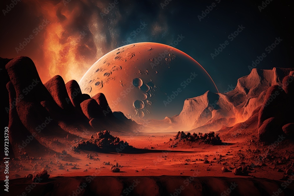 Mars abstract wallpaper background, An alien landscape with rocks and ...