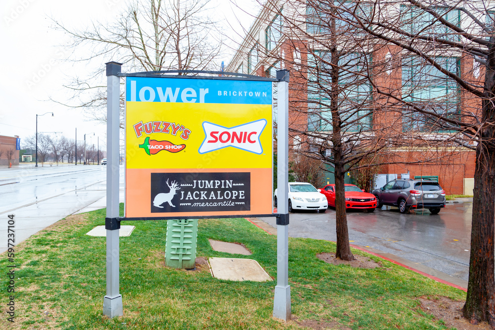Oklahoma City, OK, USA - March 21, 2022: Sonic logo on a directory sign ...