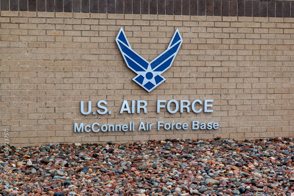 Wichita, Kansas, USA - March 22, 2022: The sign for McConnell Air Force ...