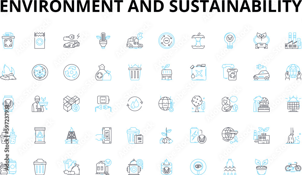 Environment and sustainability linear icons set. Conservation ...