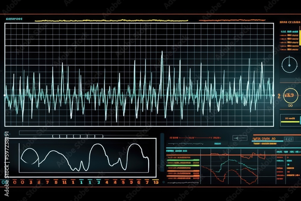 Oscilloscope waveform on its screen. Generative AI Illustration Stock | Adobe Stock