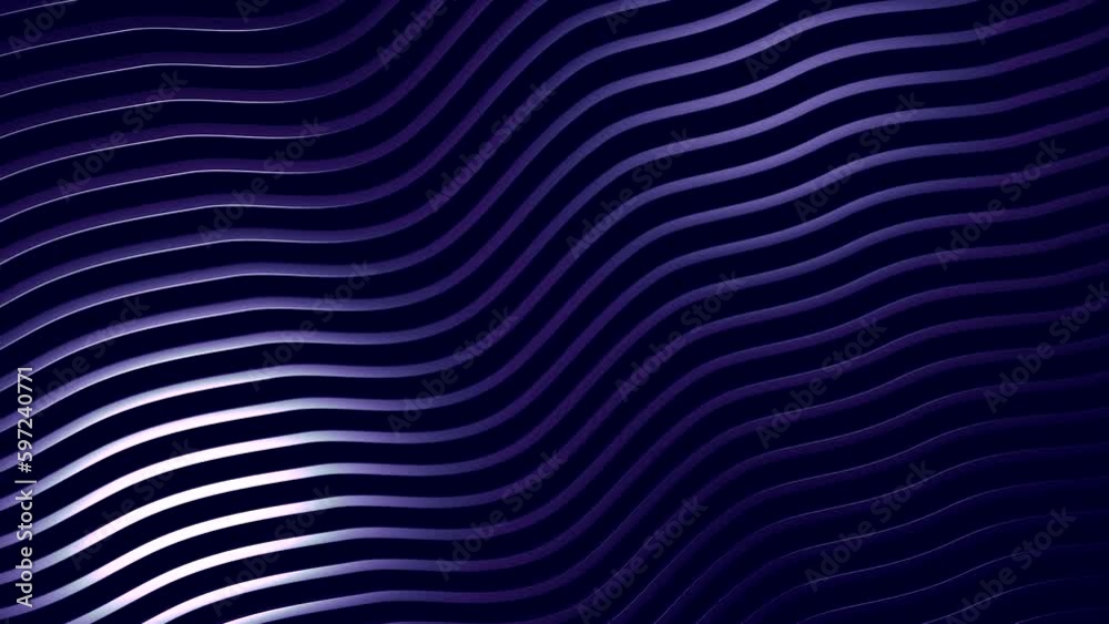 Horizontal waving flowing metal abstract lines on dark background ...