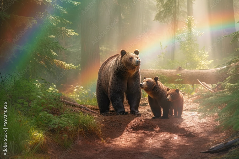 Mother bear protection of cubs symbolizes interconnectedness of all ...