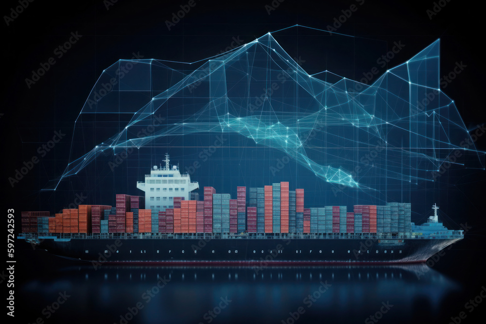 The transportation of import and export freight through container ships ...