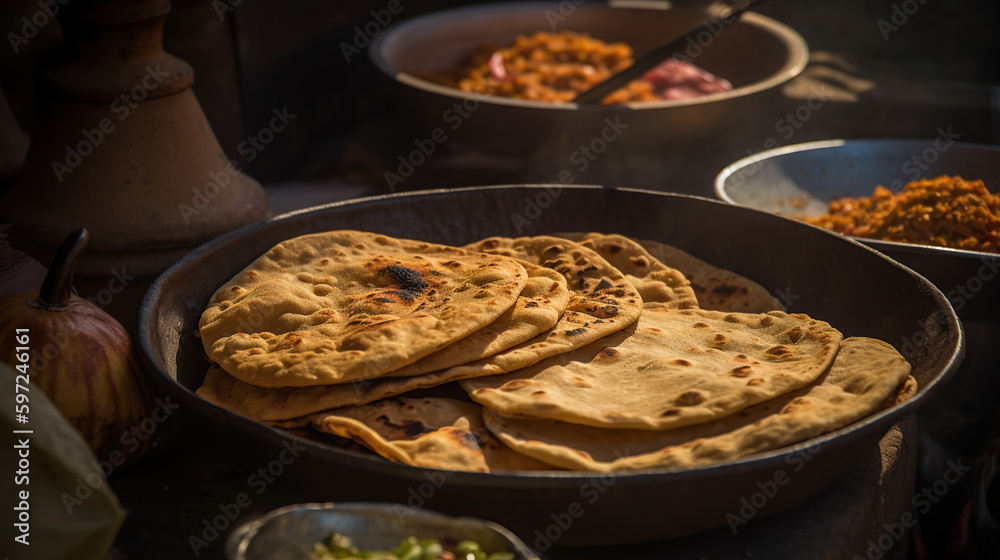 Indian street foods- whole wheat chapati or chapathi with vegetable ...