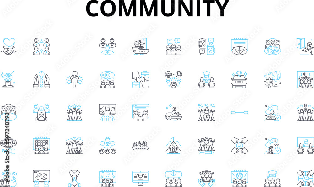 Vecteur Stock Community linear icons set. Inclusion, Diversity, Support ...