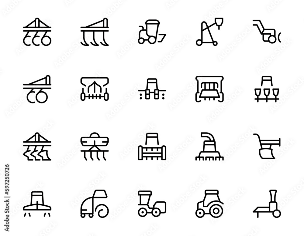Agricultural machinery icon. tractors, agricultural transport, flat ...