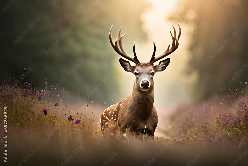 Beautiful Adult Deer Front View Stock Illustration | Adobe Stock