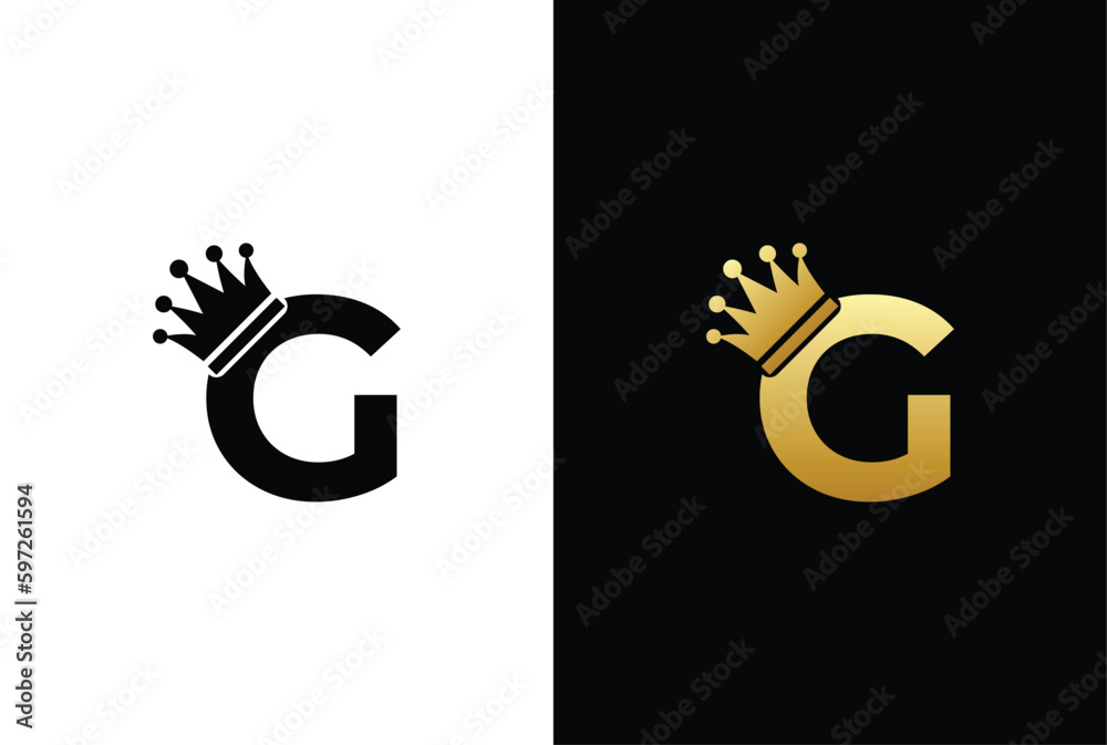 initial letter G crown logo, king royal brand company logo design ...
