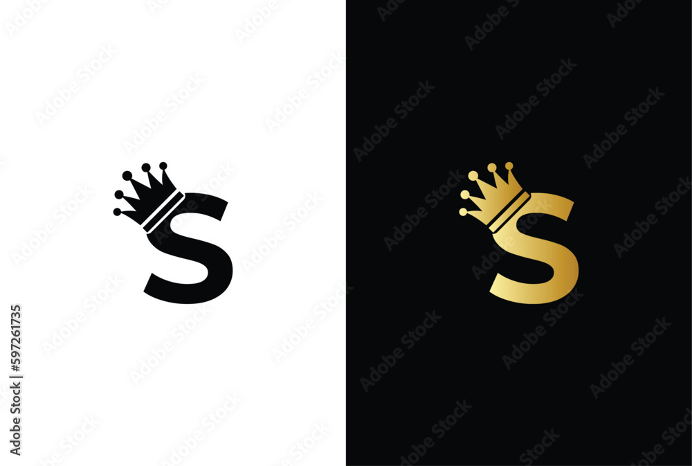 initial letter S crown logo, king royal brand company logo design ...